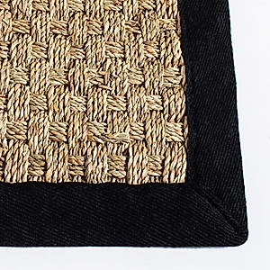 SAFAVIEH Natural Fiber Collection Runner Rug - 2'6" x 8', Natural & Black, Border Basketweave Seagrass Design, Easy Care, Ideal for High Traffic Areas in Living Room, Bedroom (NF114C)