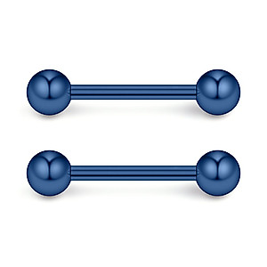 Ruifan Mix Color 316L Stainless Steel Nipple PA Tongue Shield Barbell Ring Bar Body Piercing Retainer 12G 16mm 12PCS