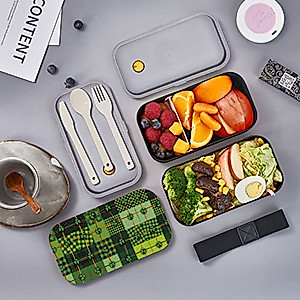 KOOLR Patchwork Print Bento Box Adult Lunch Box With 2 Compartments Stackable For Work Picnic Leak Proof Bento Box