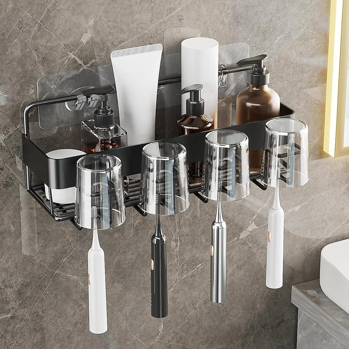 Spiglamm 2 Pack Shower Caddy Adhesive Hooks Replacement, Shower Shelf Adhesive Replacement, Strong Adhesive Shower Hooks for Shower Caddy Shelves Rack Basket Holder