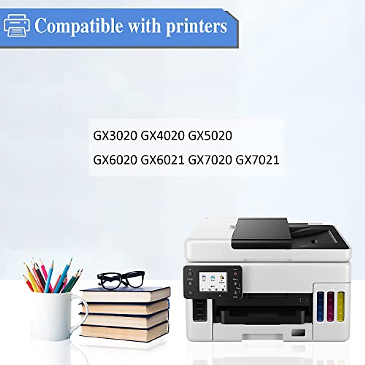 Compatible Refill Bottle Ink Replacement for Canon GI26 GI-26 Refill Pigment Ink Work for Canon PIXMA GX3020 GX4020 GX5020 GX6020 GX6021 GX7020 GX7021 Printers (4-Pack BK 135ml CMY 70ml)