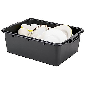 (6-Pack) 20" x 15" x 7" NSF Black Restaurant Bar Plastic Bus Tub, Dish Bus Box