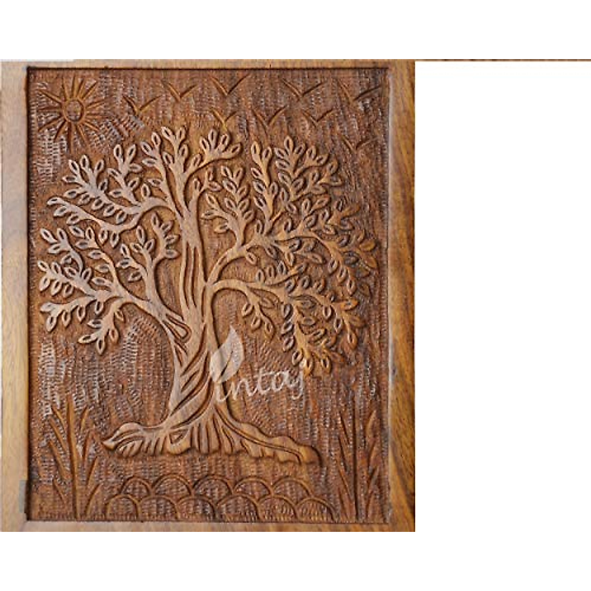 INTAJ Handmade Rosewood Urn for Human Ashes - Tree of Life Wooden Urns Hand-Crafted - Funeral Cremation Urn for Ashes (Adult (250 Cu/in), Rosewood Tree)