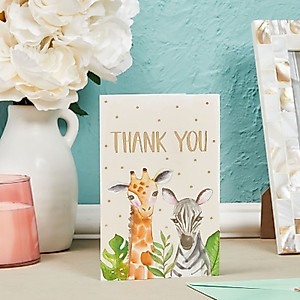 Pipilo Press Safari Baby Shower Thank You Cards with Envelopes, Seal Stickers (4x6 In, 48 Pack)