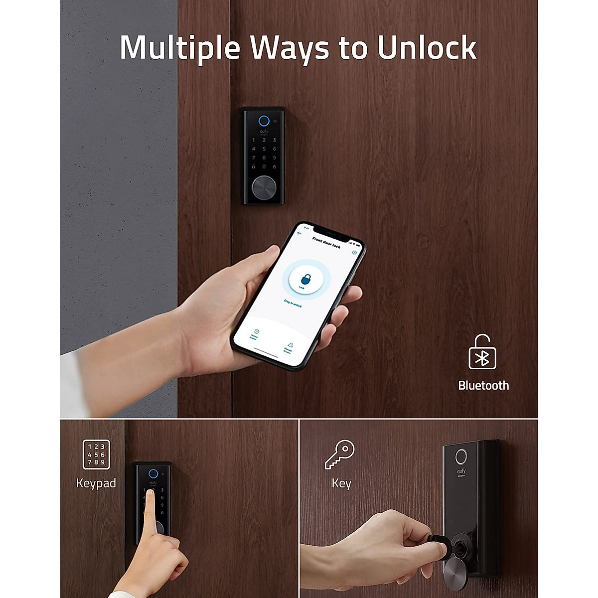 eufy Security S230 Smart Lock Touch & Wi-Fi, Fingerprint Scan, Keyless Entry Door Lock, Smart Built-in Wi-Fi Lock, Bluetooth Electronic Deadbolt, Touchscreen Keypad, BHMA Certified, IP65 Weatherproof