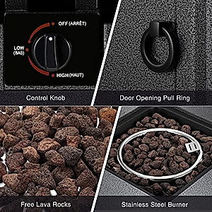 Havato 28" Propane Fire Pit Table,40,000 BTU Gas Fire Pit Table with Safe Lid,Auto-Ignition,with Lava Rocks,Steel Fire Pit Bowl,Protective Cover,Outdoor Fireplace for Outside Backyard Garden