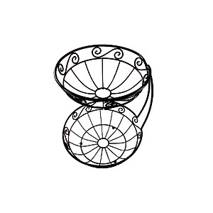 Spectrum Scroll Fruit Stand 2-Tier (Black) - Kitchen Counter Organizer for Produce & Food Storage