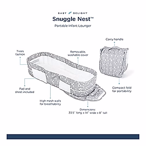 Baby Delight Snuggle Nest Portable Infant Lounger | Unique Patented Design | Trees