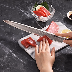 Cangshan HAKU Series 501127 High Carbon X-7 Damascus Steel 12-inch Sashimi Knife with Sheath