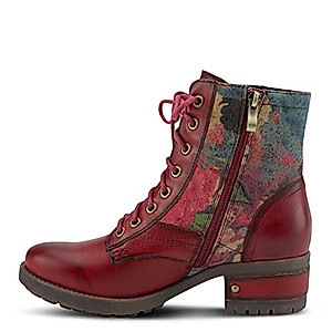 Spring Step Flexus Marty Boots for Women - Ladies Boots with Cozy Flannel Textile Lining - Women's Ankle Boots with Zipper Closure - Red EU 41 / US 9.5-10