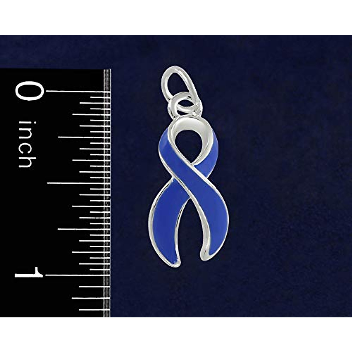 10 Pack Dark Blue Ribbon Awareness Charms – Dark Blue Ribbon Shaped Charms for Colon Cancer, Child Abuse, Rectal Caner & Huntington’s Disease Awareness