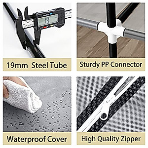 LOKEME 61 Inch Bundle with 55.5 Inch Portable Wardrobe Closet, Closet Oraganizr with 5 Hanging rods, Dust-Proof Cover, Non-Woven Fabric