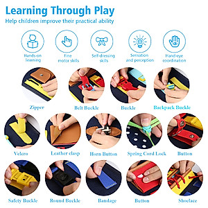 Busy Board Montessori Toys for Toddlers,Sensory Toys Gifts for 3 4 5 6 7 8 Year Old Boys & Girls Preschool Toddler Activities Board Learning Educational Travel Toys for Road Trip Car Airplane Games