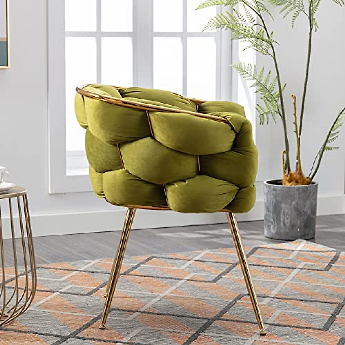 Kakotito Luxury Handmade Accent Chair with Gold Legs, Modern Velvet Armchair for Living Room and Bedroom, Silla de Acento (Green)