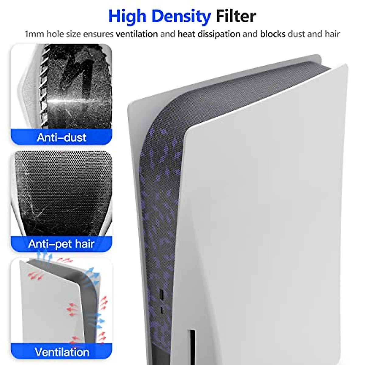 Dust Cover Net for PS5 Console, PS5 Heatsink Barrier Pets Hair Anti-dust Cover Dustproof for Playstation 5 Optical Drive Version/Digital Version Game Console Accessories. (Purple Lattice)