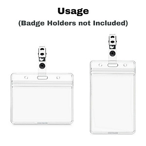 Metal Badge Clips 100 Pack Double Hole Badge Clips Clear Badge Clips Bulk Metal Badge Clips with Clear PVC Straps for ID Cards Nametag Badge Holders Office School