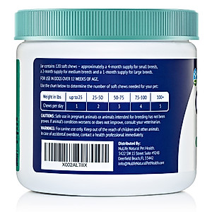 Omega Skin and Coat Chews for Dogs, Wild Salmon Dog Treats with Biotin & Vitamin E, Helps with Itchy Skin, Allergy Relief & Shedding, Omega 3 6 9, EPA & DHA Fatty Acids, Made in USA, 120 Chews