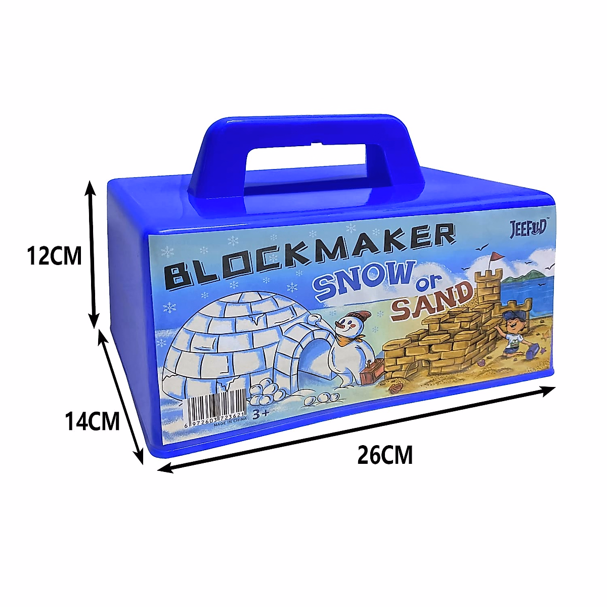 JEEFUD Snow Castle Block Maker, Snow Fort Building Castle Kit, Beach Brick Form Sand Box Toys for Boys Girls Outdoor Snow Sand Molds - Blue