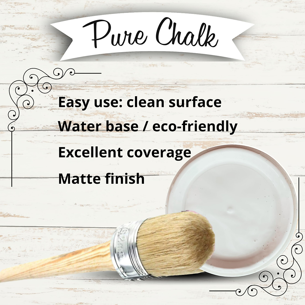 Chalk Pure Paint - for Furniture, Crafts, Home Decor - All-in-One – DIY – Eco-Friendly (Vintage [White]), (33.81 oz)