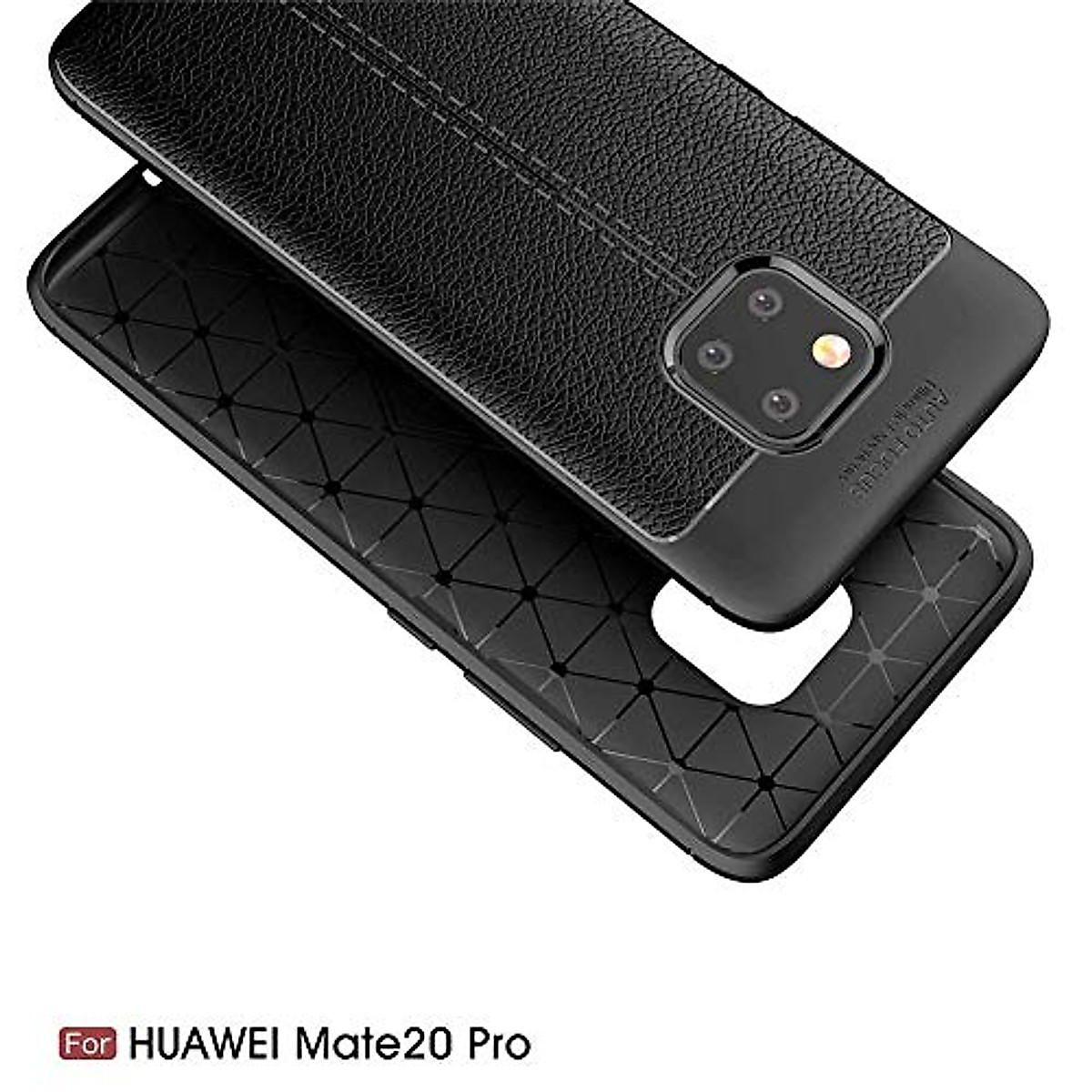 Beovtk Compatible with Huawei Mate 20 Pro case, Silicone Leather[Slim Thin] Flexible TPU Protective Case Shock Absorption Carbon Fiber Cover for Huawei Mate 20 Pro (Navy)