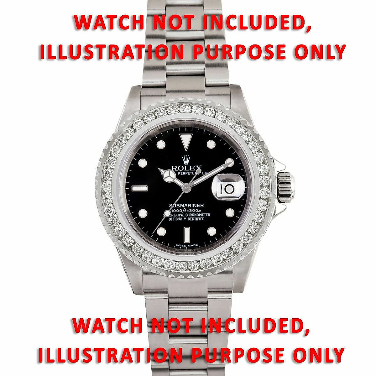 Ewatchparts 3ct Channel Diamond Bezel With Ridges Compatible With Rolex Submariner, GMT Master 2 Steel