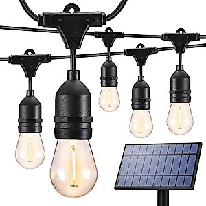 Flacchi Solar Bistro Lights Waterproof Shatterproof S14 Edison Lights Outdoor for Patio Garden Backyard Porch Bistro Cafe Wedding Warm White