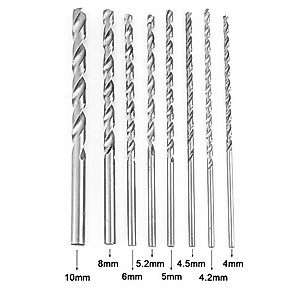8PCS 200mm Straight Shank Twist Drill Set Lengthened High Speed Steel Twist Drill Set Tool 4-10mm, Used for Wood Plastic and Aluminum