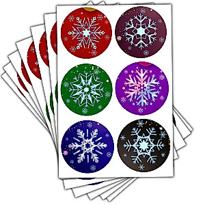Remarkable Snowflake Christmas Stickers, 2 Inch Round Christmas Snowflake Sealing Labels Decals, Snowflake Holiday Sticker for Envelopes Bags Seals Decorations (504 Pcs)