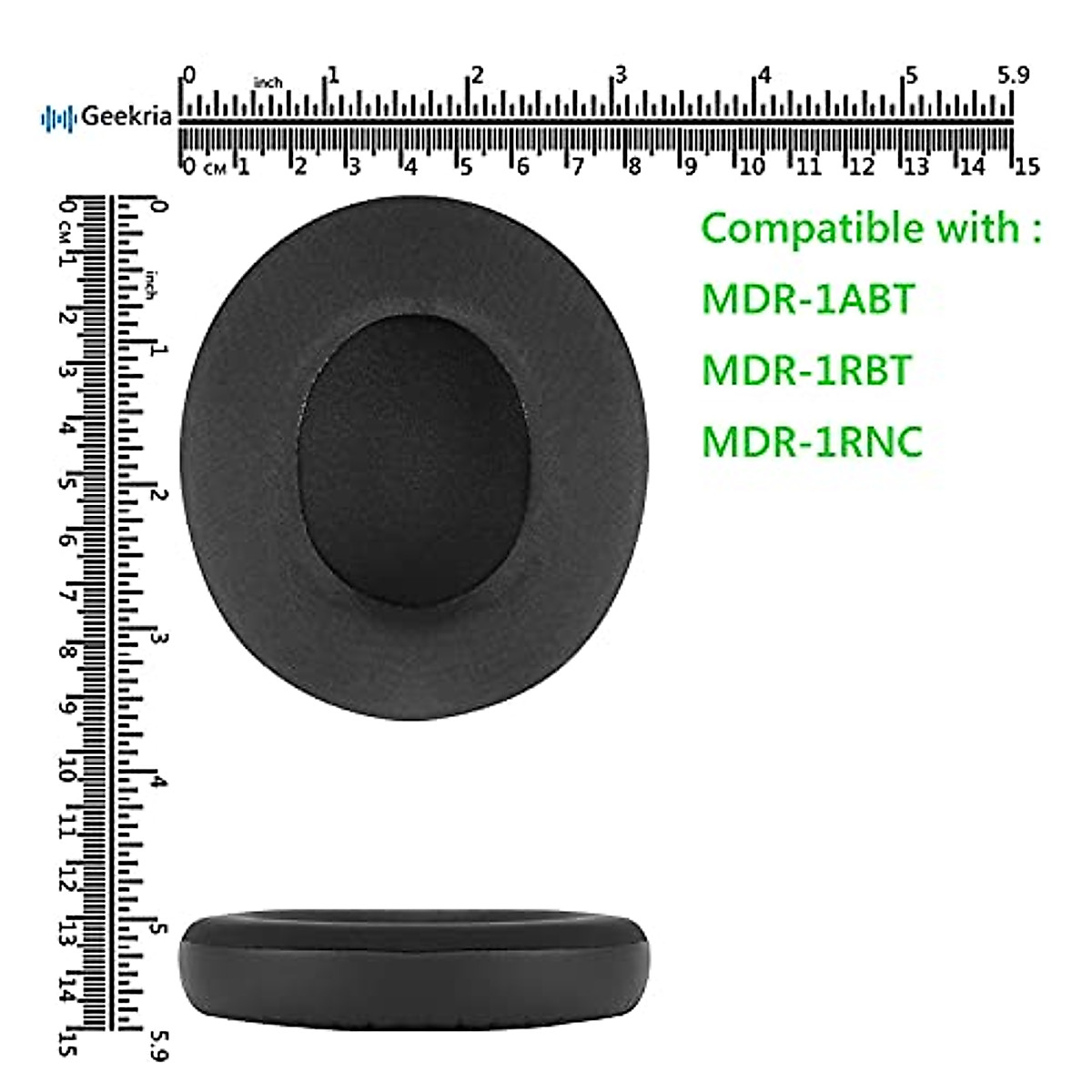 Geekria Sport Cooling Gel Replacement Ear Pads for Sony MDR-1ABT, MDR-1RBT, MDR-1RNC Headphones Ear Cushions, Headset Earpads, Ear Cups Repair Parts (Black)