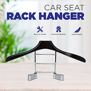 GLAM Wooden car Hanger - Shirt, Suit, Jacket, Coat Hanger for Car Seat Headrest - Premium Solid Wood & Metal - Black