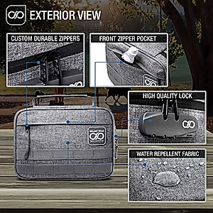 HELMET HEAD Smell Proof Bag with Lock, Smell Proof Stash Bag comes with a Grinder Card, this Smell Proof Case Offer Plenty of Room to keep all your Herbs and Tools Securely Together (Gray)