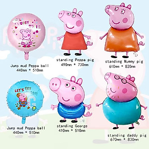 Pig Birthday Party Decorations, 1 Happy Birthday Banner 6 Large Pig Balloons Foil Balloons Table Cover - 1.8m Birthday Party Decoration Supplies