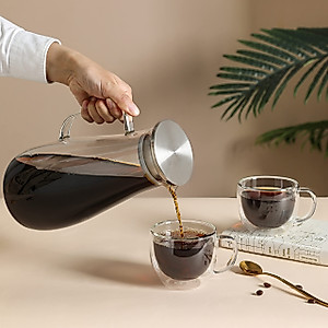 CNGLASS Double Wall Glass Cappuccino Mugs 8.1oz,Clear Insulated Glass Coffee Mug with Handle for Espresso,Latte,Tea,Set of 2