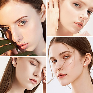 Ubjuliwa 9Pcs 20G Stainless Steel Nose Rings Gold Retainer Bone Screw Nose Studs for Women Men Cubic Zirconia Moon Star Flower Butterfly Nose Piercing Jewelry