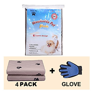 Washable Dog Pee Pads with Puppy Grooming Gloves,Puppy Pads,Reusable Pet Training Pads,Large Dog Pee Pad,Waterproof Pet Pads for Dog Bed Mat,Super Absorbing Whelping Pads