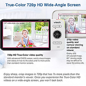 VTech VM818HD Video Monitor, 5-inch 720p HD Display, Night Light, 110-degree Wide-Angle True-Color DayVision, HD No Glare NightVision, Best-in-Class 1000ft Range, 2-Way Talk