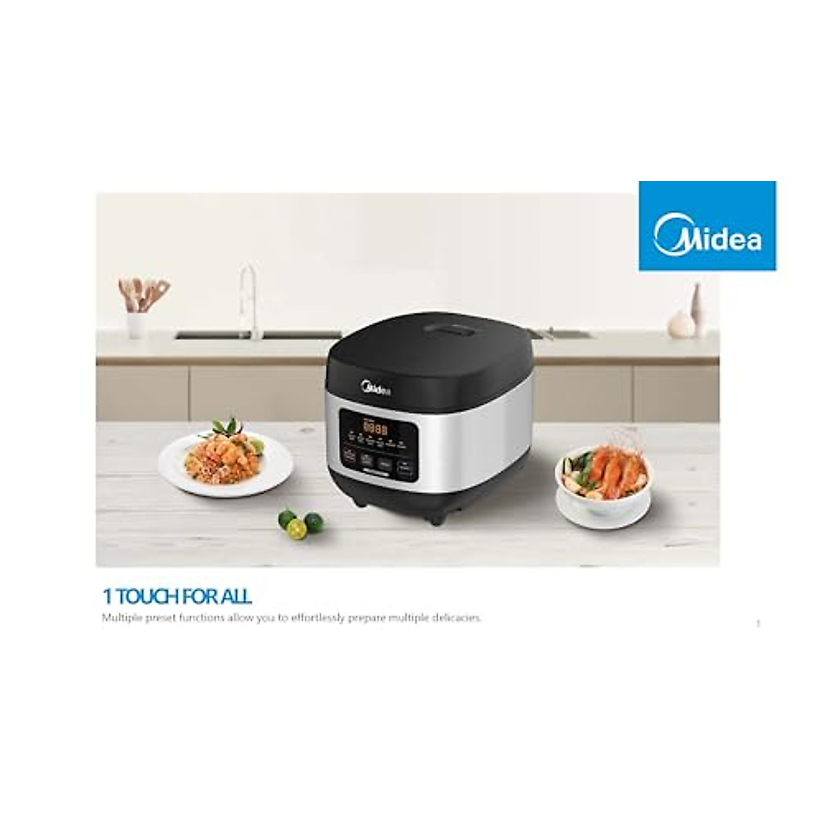 Midea Multifunction 6 Preprogrammed Intelligent Touch Non-Stick 5L Rice Cooker 10 cup 860W MB-FS5020W1