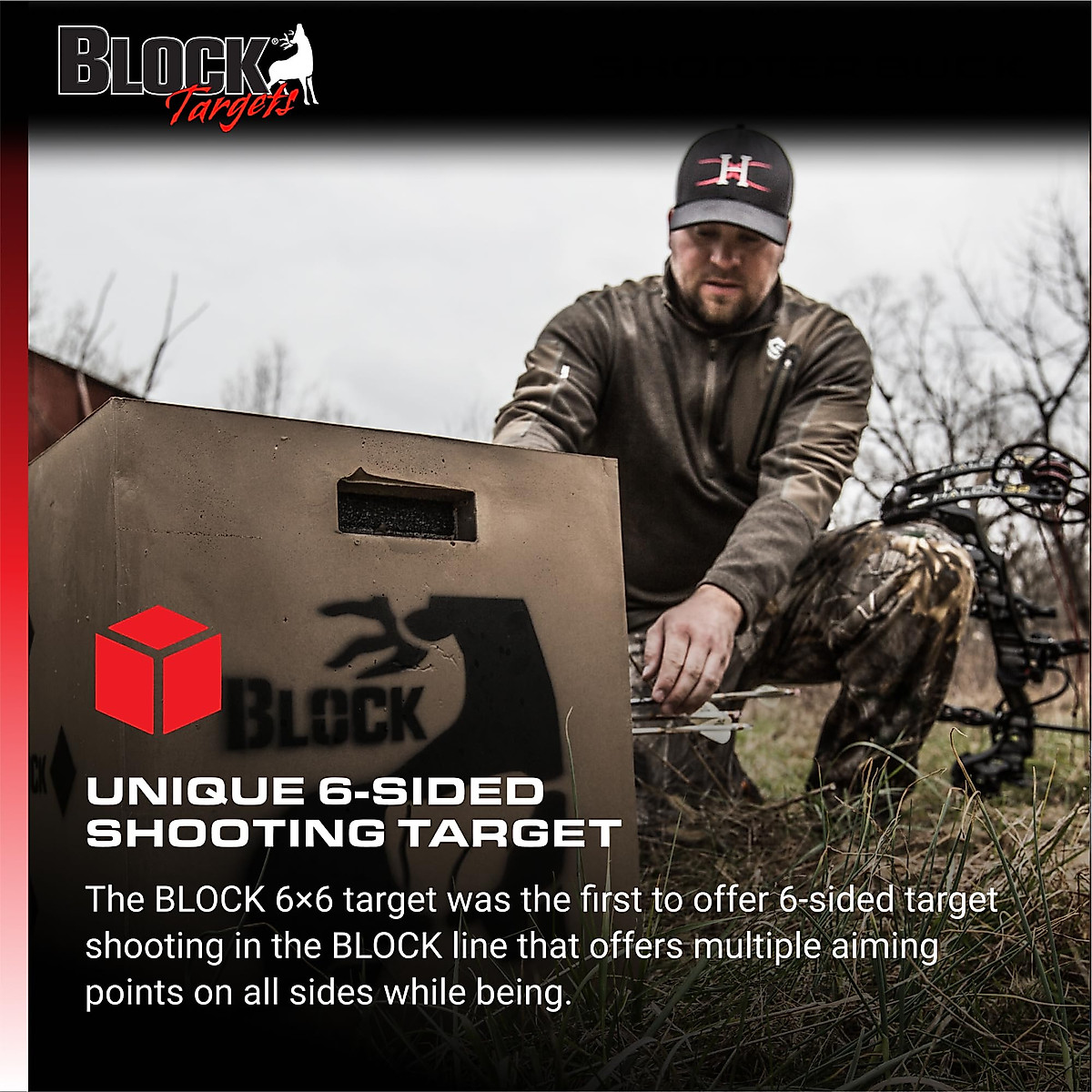 Field Logic Block 6-Sided Arrow Archery Target with Polyfusion Technology, Black, 18 x 18 x 16 (B56700)