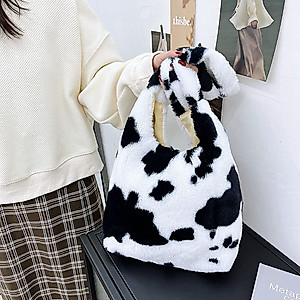 Aktudy Lar ity P Shoulr Bag, Cow Pattern Hobo Bag, Women Girl nter P Tote s
