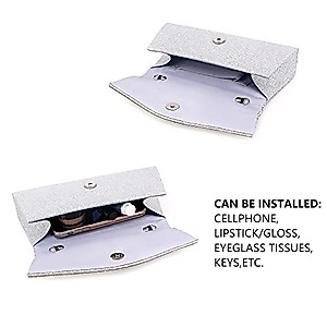 Gabrine Womens Evening Shoulder Bag Handbag Clutch Purse Shiny Sequins Rhinestone for Wedding Prom Party(Silver)