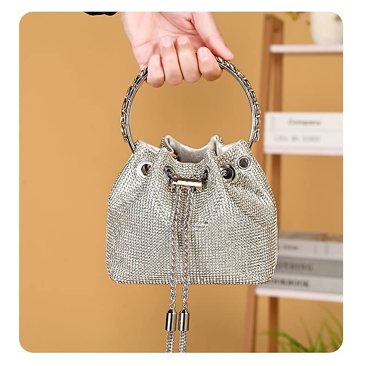 Chlemeter Women's Crystals Evening Bag, Bling Rhinestone Clutch Purses for Wedding Prom Party Club Crossbody Bags,Rhinestone purse,Evening bag,Bling purse