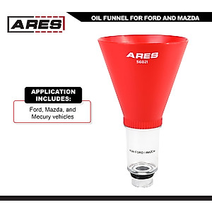 ARES 56021 - Oil Funnel for Ford and Mazda - Spill-Free Oil Filling - Easy to Use 1-Person Design - Fits Multiple Applications
