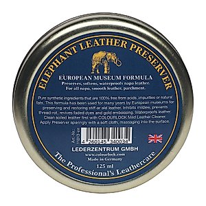 Colourlock Elephant Leather Preserver Wax | Restore, Protect, Nourish & Waterproof | for Leather in Cars, Furniture, Apparel, Shoes, Bags and Accessories (125 ml)