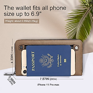 YOVIEE Wallets for Women RFID Blocking Large Capacity Genuine Leather Zip Womens Wallet Credit Card Holder Checkbook Organizer Phone Clutch Long Travel Coin Purse Wristlet