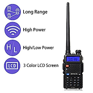 Retevis RT-5R 2 Way Radio Long Range,Business Walkie Talkies,Dual Band,High Power,Two Way Radio for Construction,Industrial with Multi Charger (6 Pack)