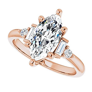925 Silver, 10K/14K/18K Solid Gold Moissanite Engagement Ring, 1.0 CT Marquise Cut Handmade Solitaire Ring, Diamond Wedding Ring for Women/Her Anniversary Proposes Ring, VVS1 Colorless
