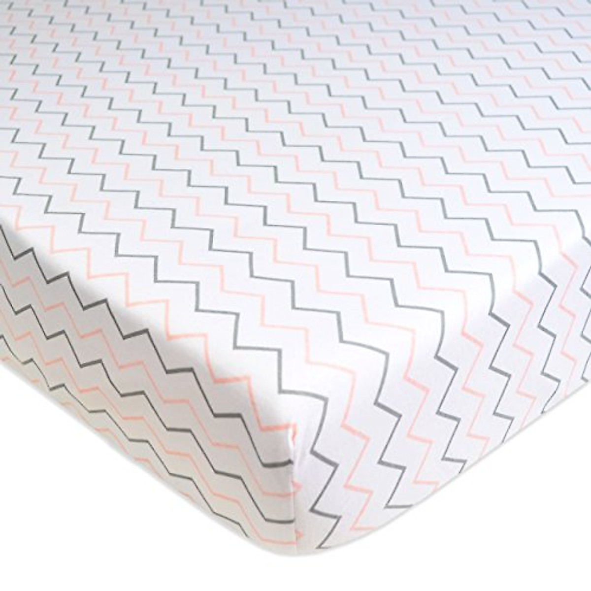 American Baby Company 3 Piece 100% Cotton Jersey Knit Fitted Crib Sheet for Standard Crib and Toddler Mattresses, Blush Pink Star/Zigzag, for Girls