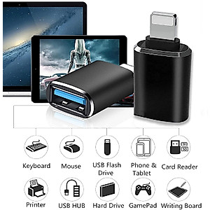 (Apple MFi Certified)Lightning Male to USB3.0 Female Adapter OTG Cable,2 Pack Portable USB Camera Adapter OTG Data Sync Cable for iPhone13/12/11/Xr/X/XS/8/7/Card Reader/Flash Drive/Mouse/MIDI Keyboard
