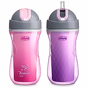 Chicco Insulated Flip-Top Spill-Free Straw Sippy Cup 9oz Pink/Purple (2pk)