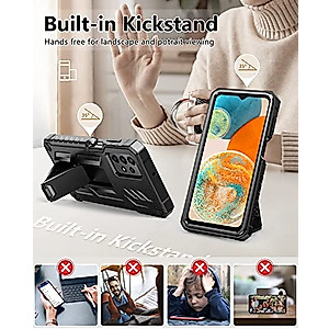FNTCASE for Samsung Galaxy A23 5G Case: Heavy Duty Rugged Military Grade Shockproof TPU Full Protective Shell with Kickstand Durable A23 4G LTE Phonecase Cell Phone Cover Black
